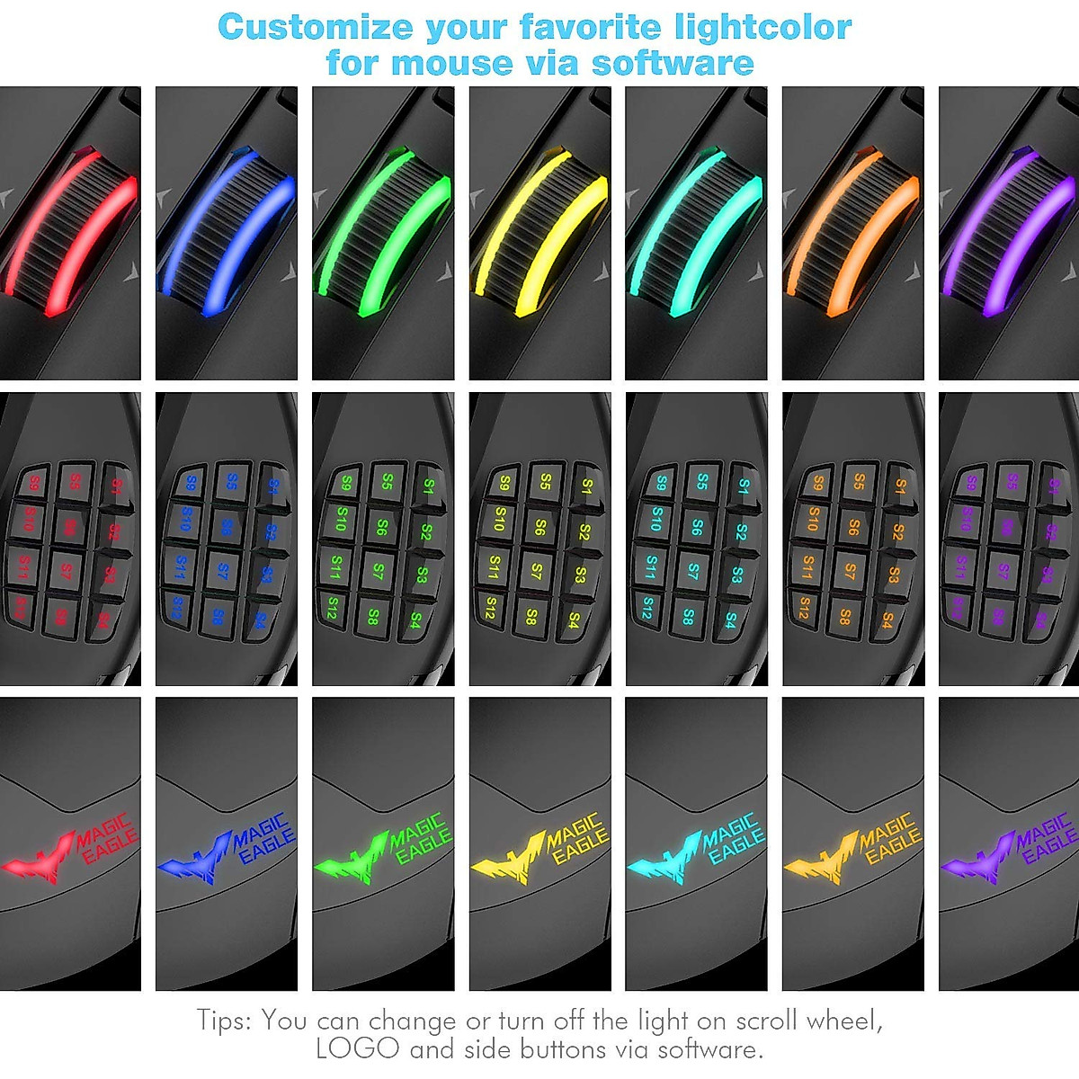 Gamerz GMZ-M2 12000 DPI 19 Programmable Buttons Optical Sensor Pixar PMW 3360 MMO Gaming Mouse - Black