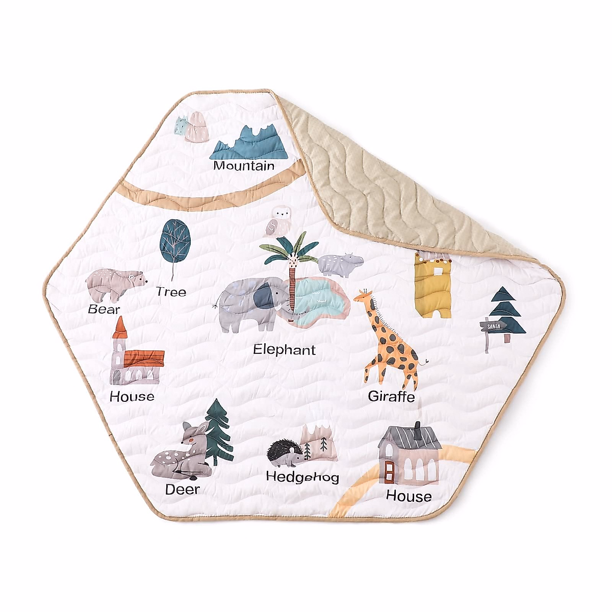 let's make Hexagon Playpen Mat Soft Area Rug | Baby Playmat Fits Regalo Portable Play Yard 48 Inch and hiccapop 53" PlayPod Playpen | Non-Slip Kids Rug with Cute Woodland Animals for Nursery Room