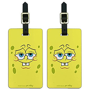 Spongebob Confident Face Luggage ID Tags Suitcase Carry-On Cards - Set of 2