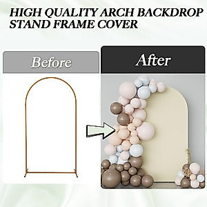 CIPAZEE Beige Arch Backdrop Cover - Beige Wedding Arch Cover Spandex Fitting Round Top Backdrop Arch Stand for Wedding Birthday Party Decoration(Beige,7.2x4FT)