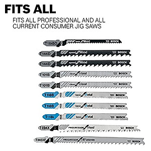 BOSCH T321AF3 3-Piece 5-1/4 In. 21 TPI Speed for Metal T-Shank Jig Saw Blades, White