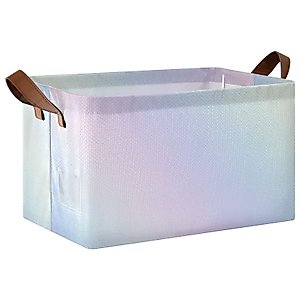 CEBUGI Iridescent Gradient 2 Pack Large Waterproof Collapsible Storage Bin Foldable Canvas Fabric Open Storage Basket Cube Box with Iron Frame