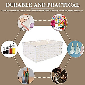 IMIKEYA Water Hyacinth Storage Baskets Woven Storage Basket Key Holder Shelf Basket Drawer Organizer Square Storage Basket Toilet Roll Basket