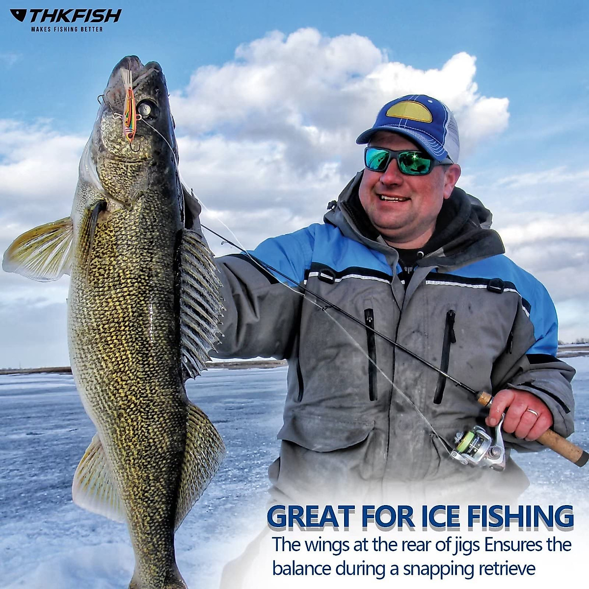 THKFISH Ice Fishing Jigs Ice Fishing Lures Ice Fishing Gear for Crappie, Panfish, Walleye, Bluegill Vertical Jigs Kit Ice Fishing Tackle 4pcs-18g