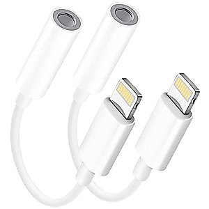 Apple MFi Certified 2 Pack Lightning to 3.5 mm Headphone Audio Aux Jack Adapter Dongle Cable Converter Compatible with iPhone 12 11 Pro XR XS Max X 8 7 iPad