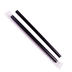 Karat C9060s (Black) 9" Boba Straws (10mm Diameter), Poly-Wrapped, Solid Black (Case of 1600)