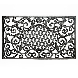 Sungmor Heavy Duty Cast Iron Doormat - 61CM/24IN. Large Rectangle Front Door Mat - Non-Slip Outside Mat Shoe Scraper - Vintage Clouds & Vine Design Decorative Entrance Mats for Home Garden Patio
