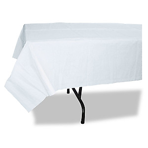 Tatco 31108 Paper Table Cover, Embossed, w/Plastic Liner, 54-Inch x 108-Inch , White, 20/Carton