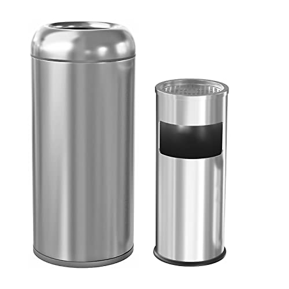 BEAMNOVA Bundle Metallic 15 x 31.5 in + Metallic 9.8 * 2.4 in Trash Can Outdoor Indoor Garbage Enclosure with Lid Inside Barrel Stainless Steel Industrial Waste Container