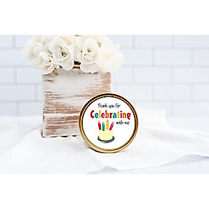 Birthday Cake Favor Stickers - Baby Shower Stickers - Birthday cake Party favor stickers- Thank you for Celebrating with me - Set of 40 stickers