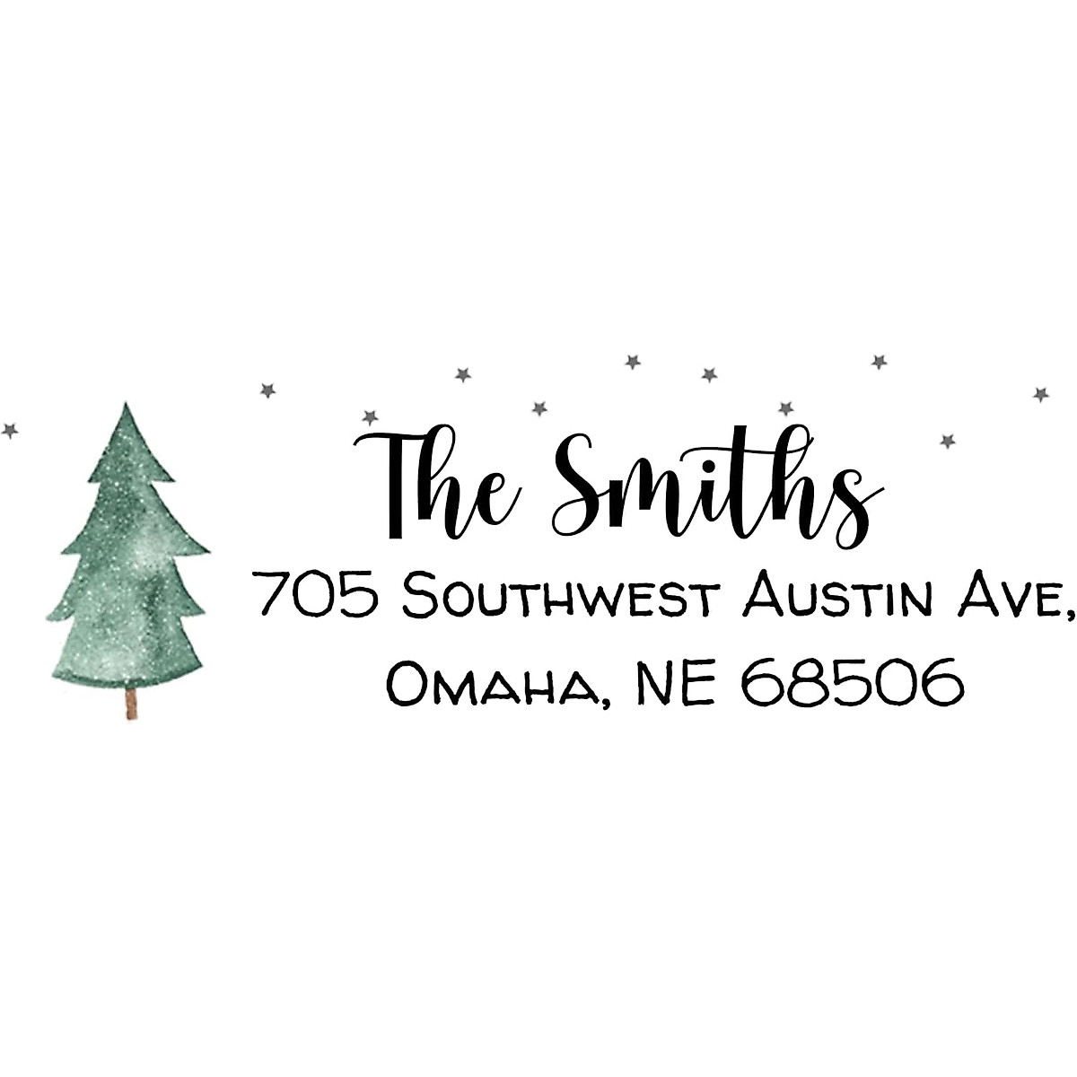 NCTY Personalized Christmas Tree Return Address Labels - Custom Holiday Return Address Labels, Set of 120 Self Adhesive Mailing Rectangle Personalized Name Stickers (White)