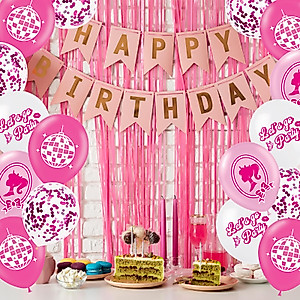 36 Pcs Pink Girls Balloons Birthday Party Supplies Hot Pink Balloons for Pink Princess Doll Theme Party Decorations for Girls Birthday, Baby Shower,Bachelorette Party