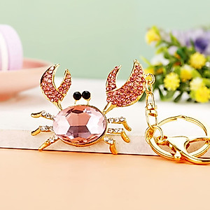 SEADEAR Diamond Crab Car Keychain Crab Keychain Crab Car Keychain Pendant Handbag Wallet Backpack Charm for Women Girls