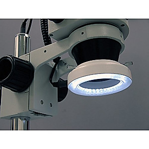 AmScope SM-2T-LED Professional Trinocular Stereo Zoom Microscope, WH10x Eyepieces, 7X-45X Magnification, 0.7X-4.5X Zoom Objective, Upper and Lower LED Lighting, Pillar Stand, 110V-120V