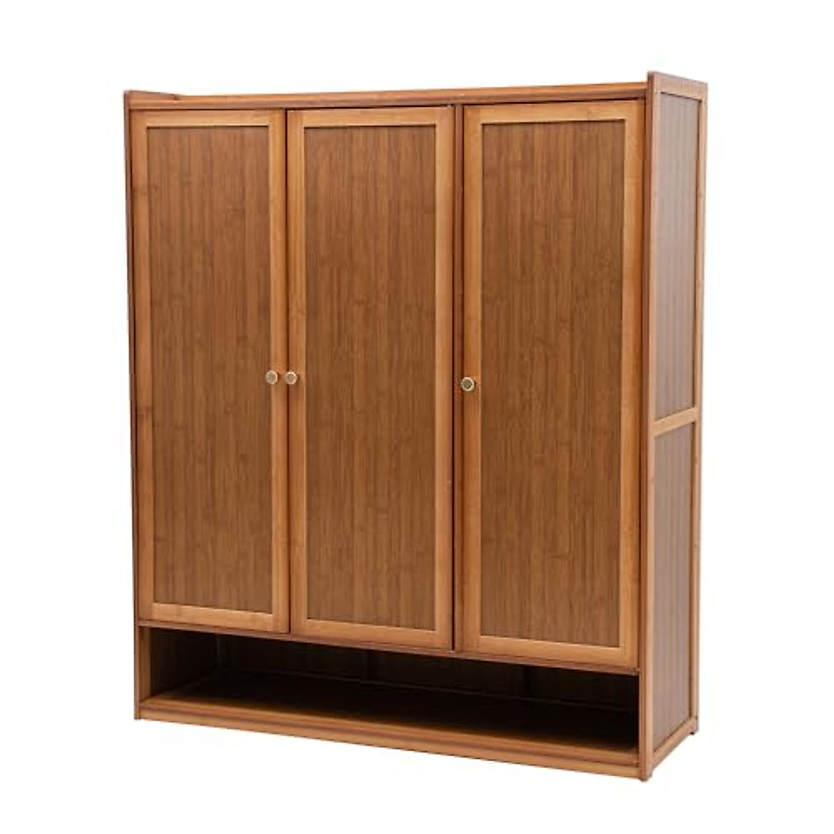 CNCEST Shoe Cabinet with Shutter Doors, 8 Tier Bamboo Floor Standing Shoe Shelf Storage Organizer for Home Entryway (1, Brown-90x32x107cm)