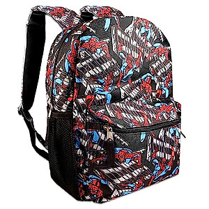 Spiderman Backpack with Lunch Box Set - Bundle with Spiderman Backpack for Boys 4-6, Spiderman Lunch Box, Water Bottle, Stickers, More | Spiderman Backpack for Kids