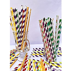 Recyclable paper straws, 100 Pcs, Birthday Parties, Art and craft projects, beautiful colors, durable, 6mm x 195 mm