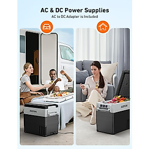 AstroAI 12 Volt Car Refrigerator, 58 Quarts(55L) Portable Freezer 12V Fridge Electric Cooler -4℉~68℉ with 12/24V DC & 110V AC for Car, RV, Truck, Van, Boat for Camping, Travel, Fishing Outdoor