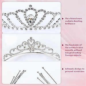 inSowni 8 Pieces Decorative Princess Dazzling Rhinestone Silver Metal Tiara Crown Headbands Wedding Birthday Party Prom Headpieces for Brides Bridesmaids Women Girls Teens Kids