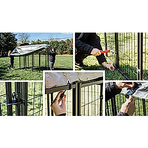 Olympia Tools 4x4x6 Dog Kennel - Outdoor Dog Kennel Small with UV Protection Waterproof Cover, Welded Wire Dog Kennels - Ideal for Dog, Pet Cage, Yard Wire Fence, Patio Crates, Black (90-542)