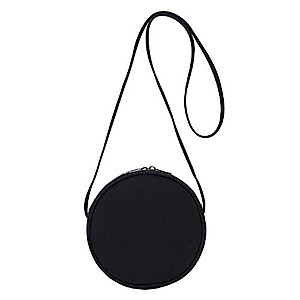 YONBEN Small Canvas Round Crossbody Wallet, Fashion Crossbody Purse Bag (Black)