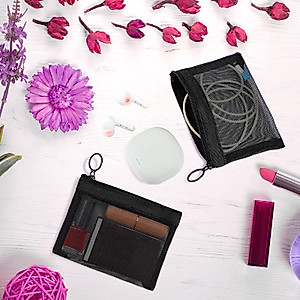 Black Small Zipper Pouch Mesh Mini Cosmetic Bag Coin Purse Bulk Mesh Coin Pouch Organizer for Women Travel Home, 5 x 4 Inch(20 Pcs)