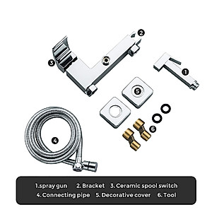 Chrome Handheld Bidet Sprayer for Toilet, Brass Hot and Cold Water Bathroom Cloth Diaper Sprayer Set Wall Mounted Toilet Bidet Sprayer Kit for Personal Hygiene