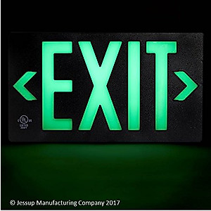 UL Listed 50 foot Jessup Glo Brite 7060-B 8.75-x-15.5-Inch Single Sided Exit Sign with Frame, Black (Mounts 4 ways, includes bracket and arrows)