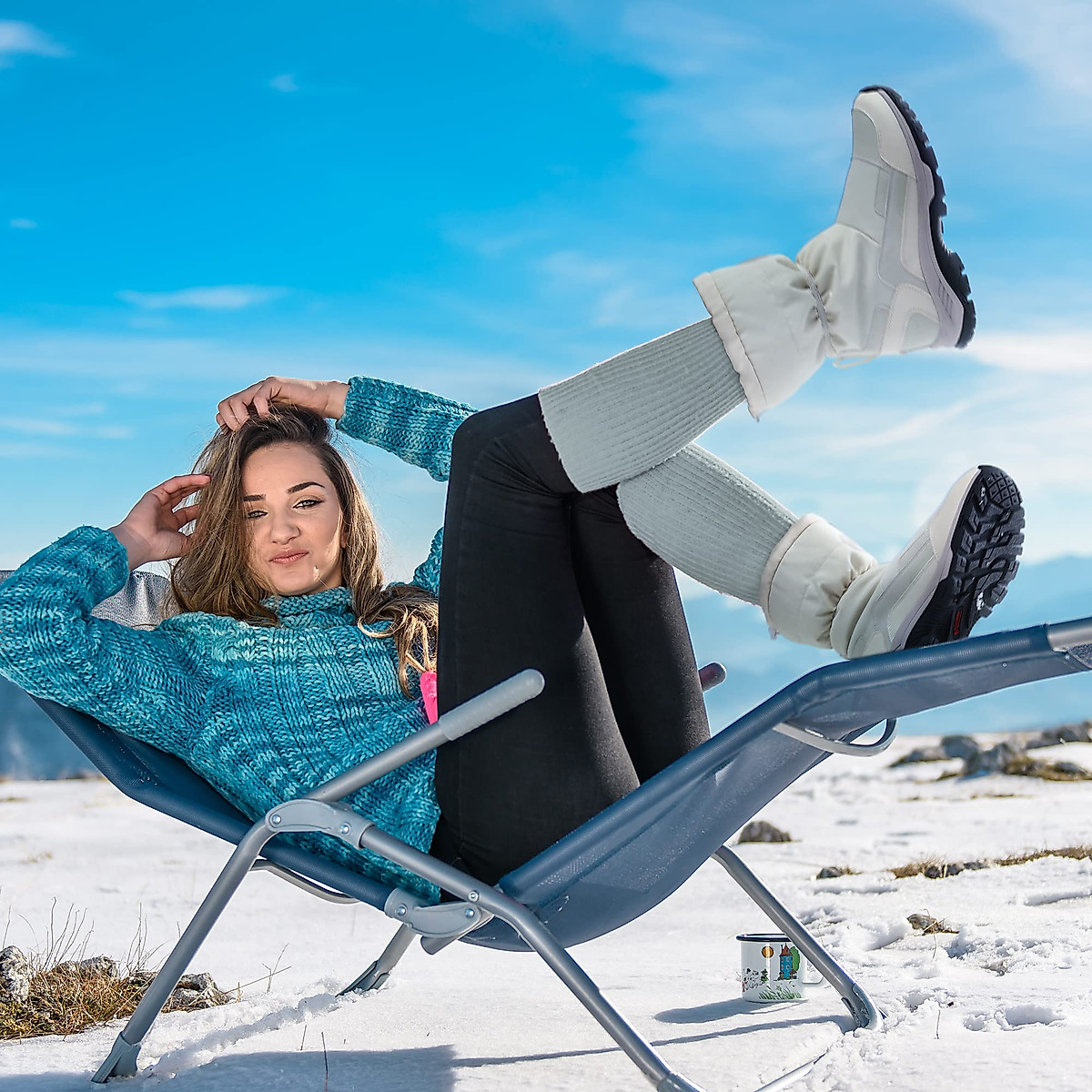 NORTIV 8 Women's Insulated Winter Snow Boots Faux Fur Lined Slip On Boots Size 10 US Off-white SNSB227W