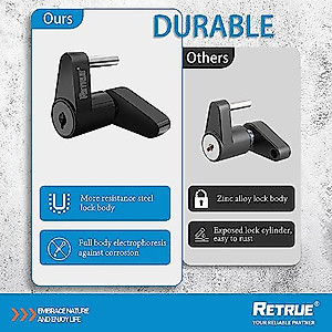 RETRUE Trailer Tongue Coupler Lock, Trailer Hitch Lock,Dia 1/4 Inch, 3/4 Inch Span for Tow Boat RV Truck Car's Coupler (1 Pack, Black)