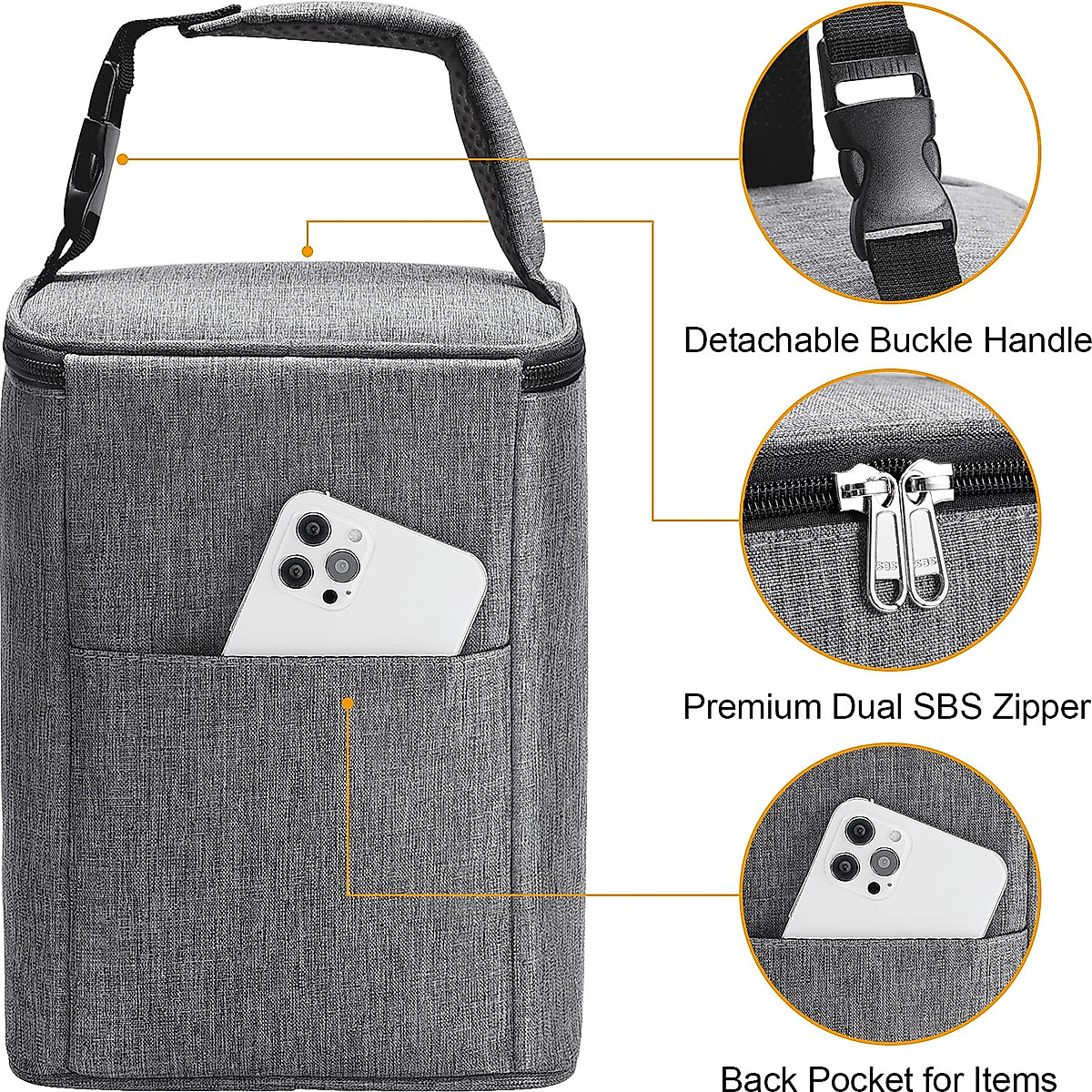 Baby Bottle Bag Insulated Breastmilk Cooler Bag with Ice Pack, Reusable Baby Bottle Tote Bag for up to 6 Bottles 4 Large 9Oz Bottles, Freezer Lunch Bag, Perfect for Daycare or Back to Work Nursing Mom