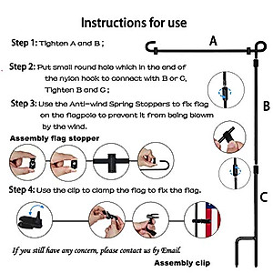 HOOSUN Garden Flag Stand, Premium Garden Flag Pole Holder Metal Powder-Coated Weather-Proof Paint with one Tiger Clip and two Spring Stoppers without flag