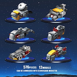 MENYORD STEM Star Monster Wars Toys, 12 in 1 Build for Kids Who Love Jurassic Dinosaur Building Blocks Kit or Spaceship,Christmas and Birthday Gifts for 6-12 Year Old Kids(576Pieces)…