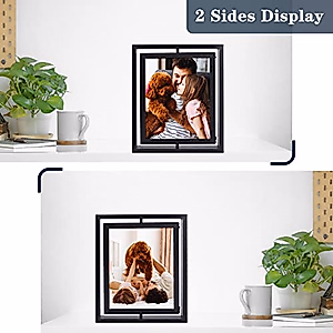 EXYGLO 2 Pack 8x10 Rustic Rotating Floating Picture Frames, Photo Frames for Vertical or Horizontal Tabletop Display, Black