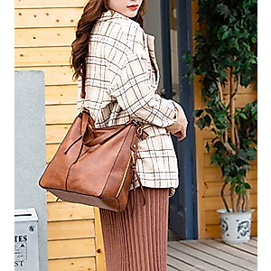 Cicilin Women's Handbags Hobo Shoulder Bags Large Designer Ladies PU Leather Purse and Bag black