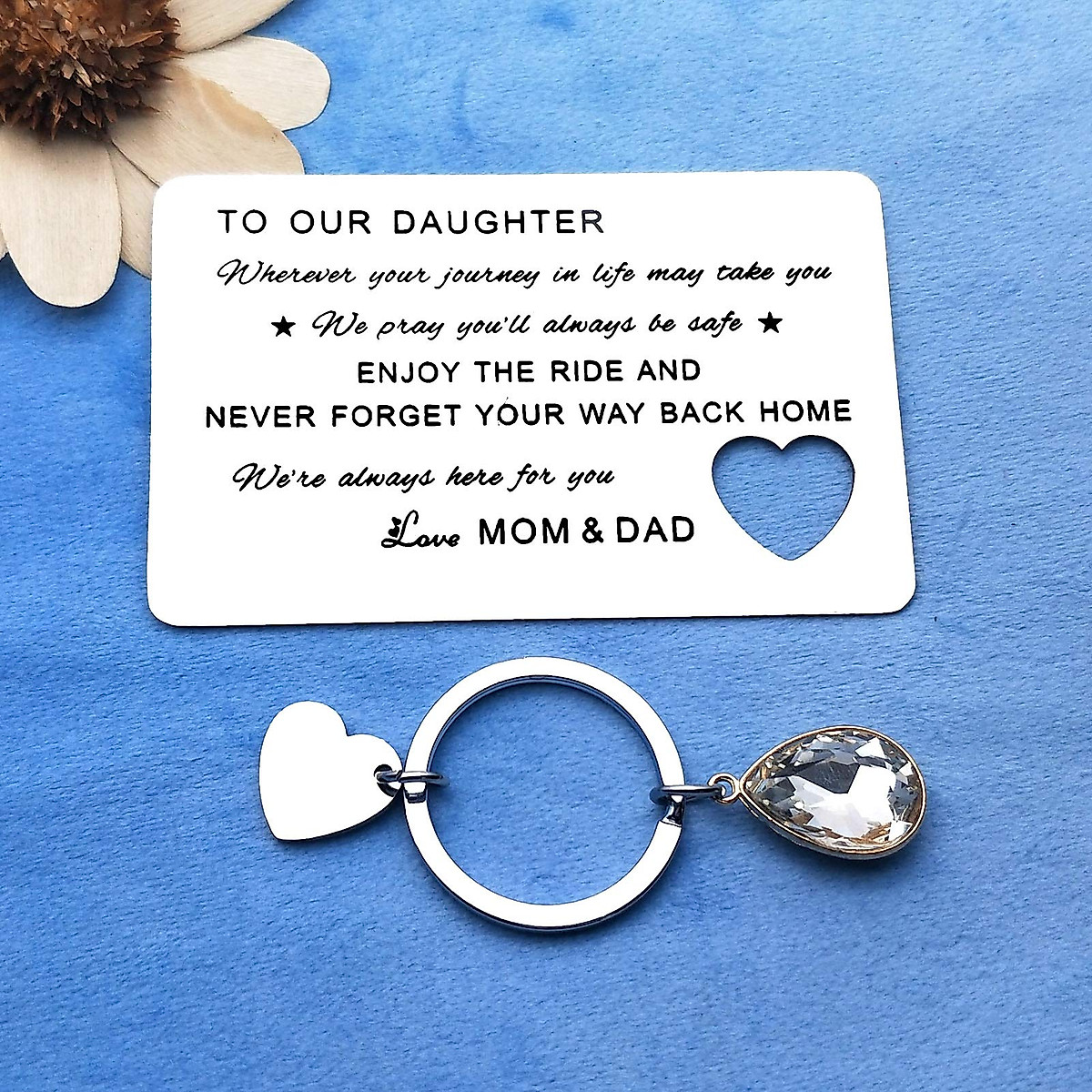 To Our Daughter Wallet Card Encouragement Gifts Inspirational Graduation Gift Enjoy The Ride Never Forget Way Back Home Metal Card Christmas Birthday Card Daughter Stepdaughter Gifts from Mom Dad