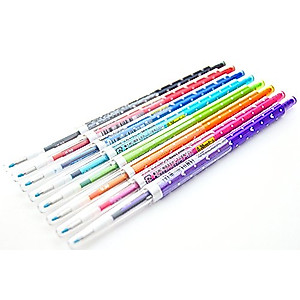 Disney Style Fit Retractable Gel Ink Pen, Slim & Stylish Body, Micro Point 0.38mm, 8 Color ink, Sticky Notes Value Set