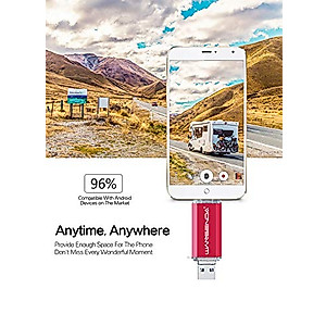 WANSENDA USB 3.1 Photo Stick 128GB 3 in 1 High Speed Flash Drive for Android Phones Type C/USB C Devices/Tablets/Samsung Galaxy,LG,Hua Wei,Google Pixel(128GB, Red)