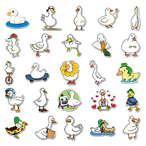 Cartoon Duck Stickers for Teens Girls Boys Kids,Lovely Waterproof Vinyl Stickers for Laptop Tablet Phone Hydroflasks Water Bottle Bike Luggage Cup Computer Mug,Cute Animals Decals Pack[Duck-50Pcs]