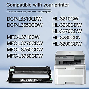 HUIAYA DR223CL Drum Unit Compatible Replacement for Brother DR223CL DCP-L3510CDW L3550CDW MFC-L3710CW L3770CDW HL-3210CW 3230CDW Printer, 1 Pack Black
