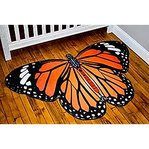 The Life Aisle | Butterfly Rug. 3'x5' | Area Rug | Monarch Butterfly Rugs for Girls Bedroom | Cute Rugs for Bedroom Aesthetic | Bedside Rug for Kids Play Room | College Dorm Room Essentials