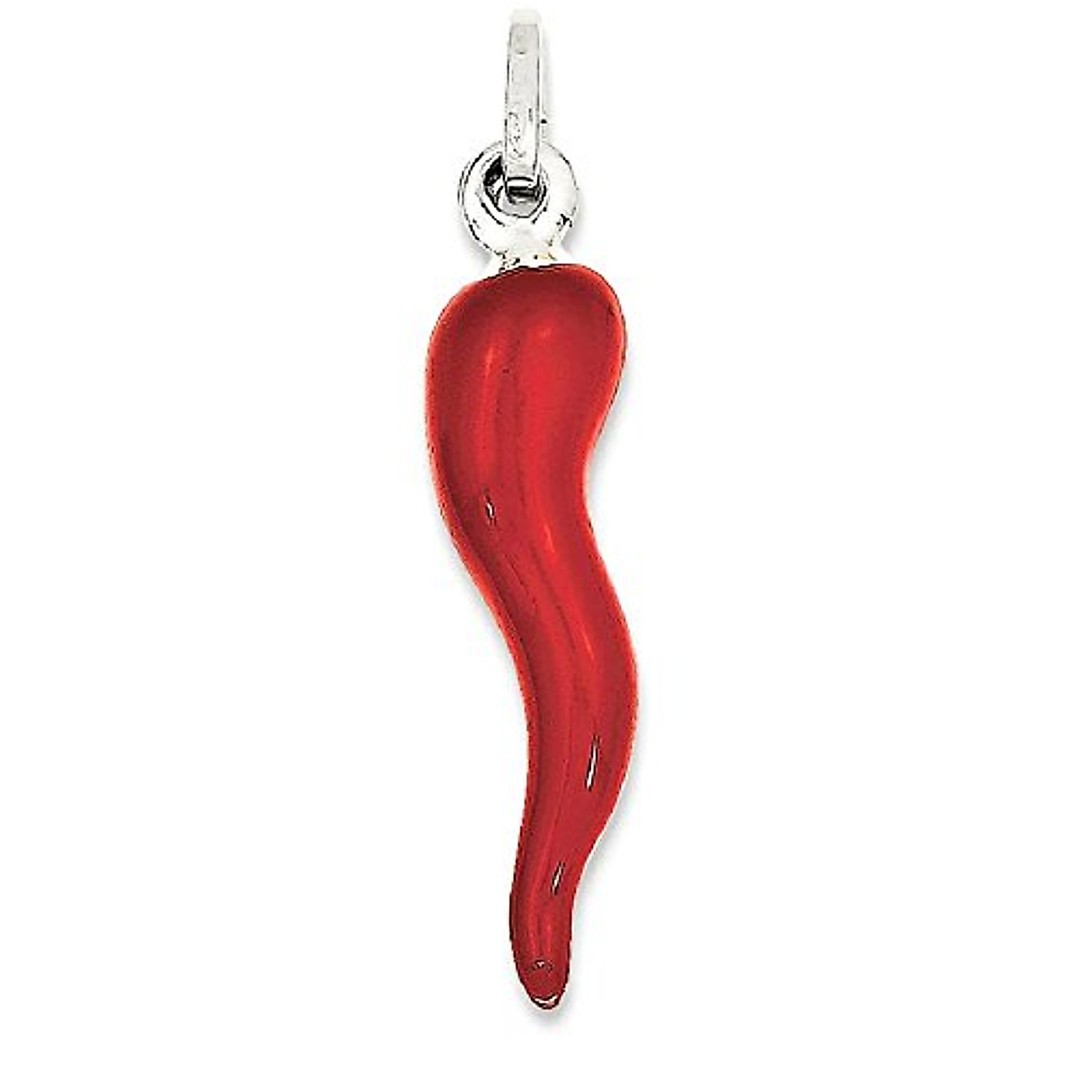 IceCarats 925 Sterling Silver Red Cornicello Italian Horn Necklace Lucky Protection Amulet Pendant Chilli Pepper Charm Only