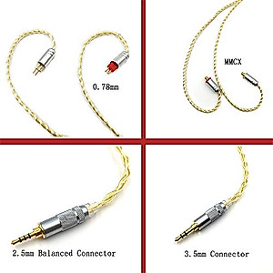 Linsoul Soft Silver Plated Cable for Shure SE215 LZ Shozy hibiki Kinera H3 Earphone IEMs (MMCX, 3.5mm Plug)