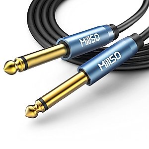 MillSO 1/4 Instrument Cable TS Electric Guitar Cable Straight-Straight 6.35mm Electric Guitar Cord for Bass AMP, Speaker, Patch, Pedal, Keyboard, Mixer, Amplifier - 4 Feet
