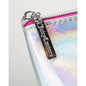 Juicy Couture Women's Cosmetics Bag - Travel Makeup and Toiletries Top Zip Wedge Pouch, Size One Size, Metallic