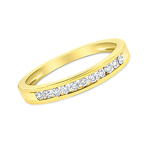 Haus of Brilliance 10K Yellow Gold Plated .925 Sterling Silver 1/4 Cttw Channel Set Round Diamond 11 Stone Wedding Band Ring (K-L Color, I1-I2 Clarity) - Size 7