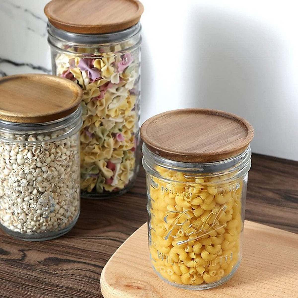 2pcs Mason Jar Silicone Lid Glass Jar Mason Jar Covers Mason Jar Protective Lids Anti-leak Bottle Covers Wide Mouth Canning Lids Glass Storage Jar Covers Glass Jar Wooden Lids