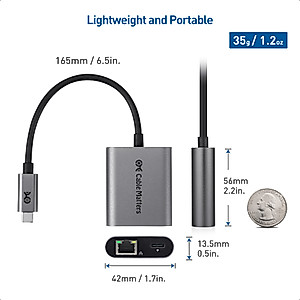 Cable Matters USB C to 2.5 Gigabit Ethernet Adapter with Charging 100W, 2.5g Ethernet to USB-C Adapter (2.5gbps Ethernet Port) - Compatible with MacBook Pro, iPad Pro, XPS, Microsoft Surface Pro