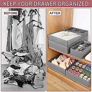 8 Pack Drawer Organizers for Clothing, Drawer Organizer Clothes Fabric Foldable Underwear Organizer, Dresser Organizer Closet Storage Dividers Bins for Storing Sock, Bra, Panty, Scarf, Belt, Ties