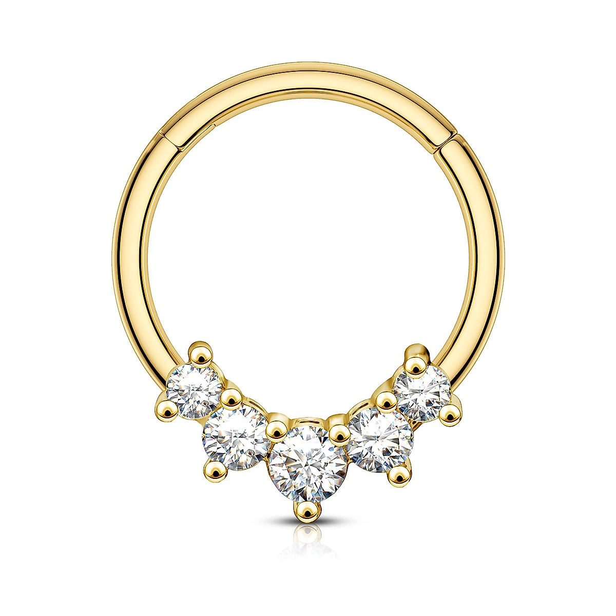 COCHARM 16G Gold Helix Daith Earrings for Women Heart Clear CZ Helix Daith Hoop Earrings 8mm